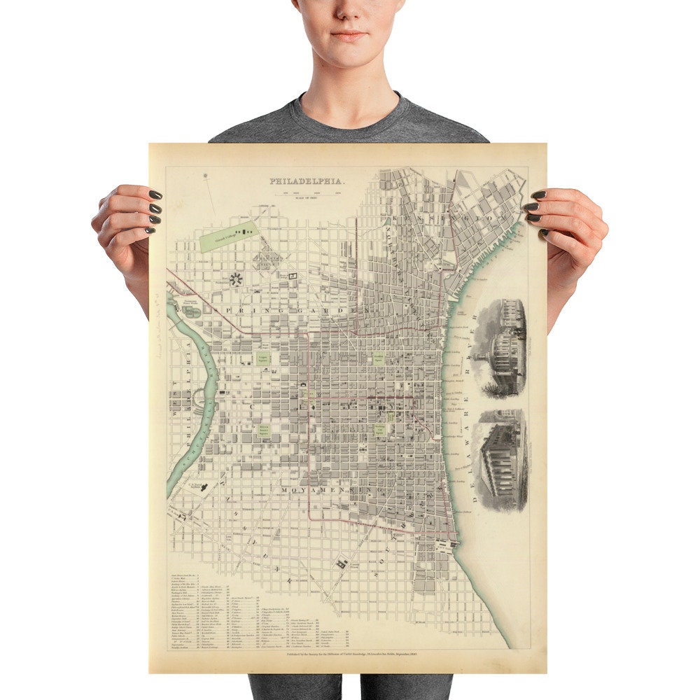 Map of Philadelphia, Pennsylvania in the Year 1840, Art Poster Print - Etsy