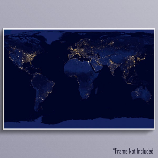 The Earth at Night Poster - Etsy