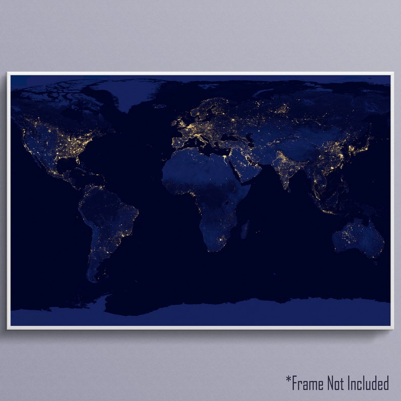NASA Satellite Image of the Earth at Night Art Poster Print - Etsy