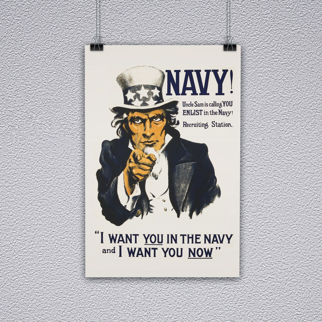 Uncle Sam Vintage Navy Recruitment Poster Print - Etsy