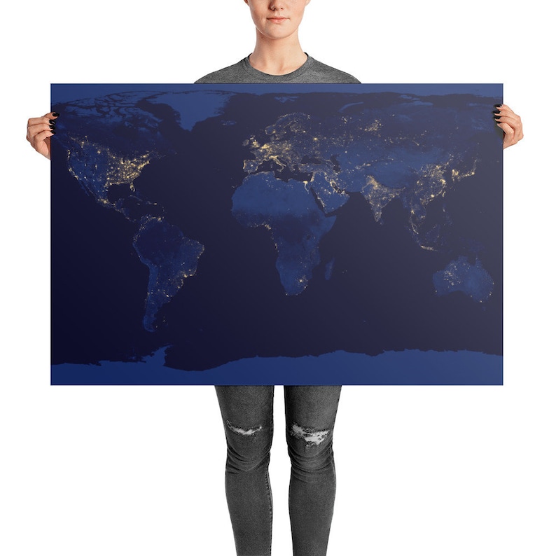 NASA Satellite Image of the Earth at Night Art Poster Print - Etsy