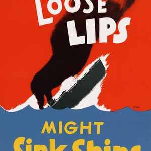 Loose Lips Might Sink Ships, Vintage War Propaganda Poster Print - Etsy UK