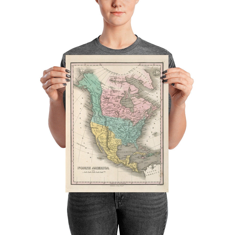 Map of North America in the Year 1827 Historic Art Poster Print - Etsy ...