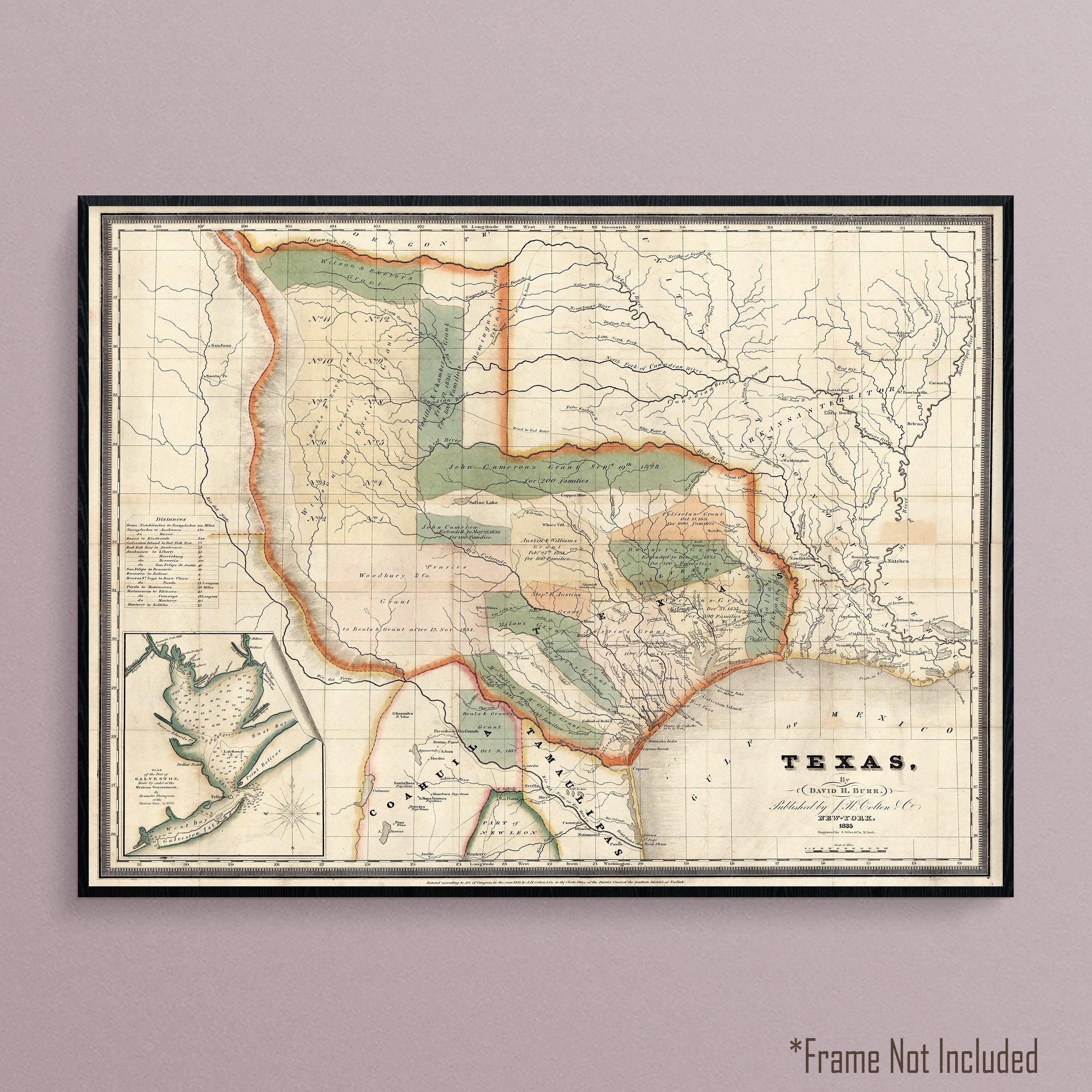 Map of Texas in 1835 Historic Art Poster Print - Etsy