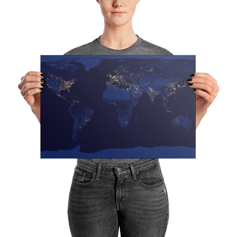 NASA Satellite Image of the Earth at Night Art Poster Print - Etsy