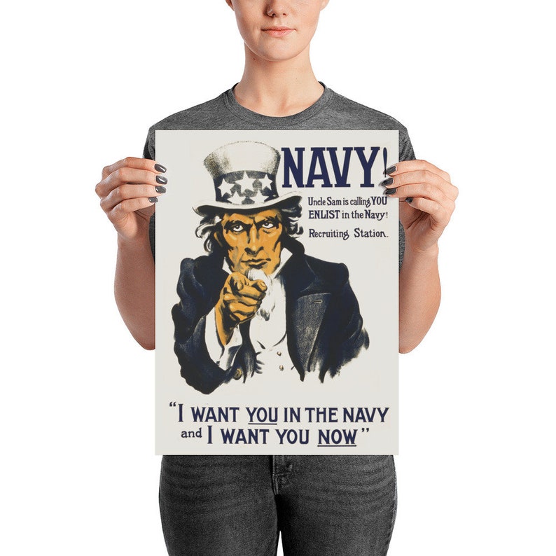 Uncle Sam Vintage Navy Recruitment Poster Print - Etsy