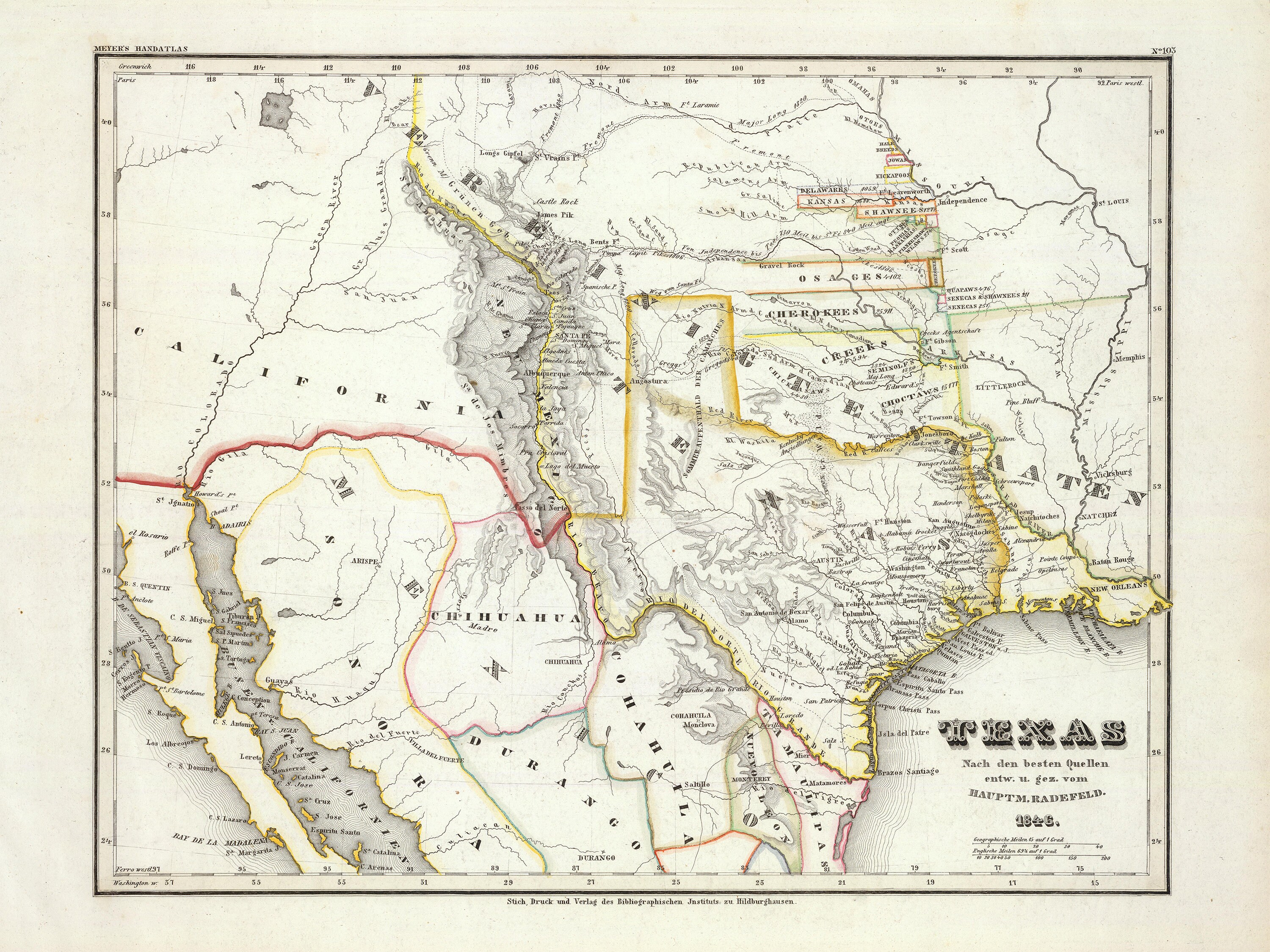 Map of Texas in 1846 - Etsy