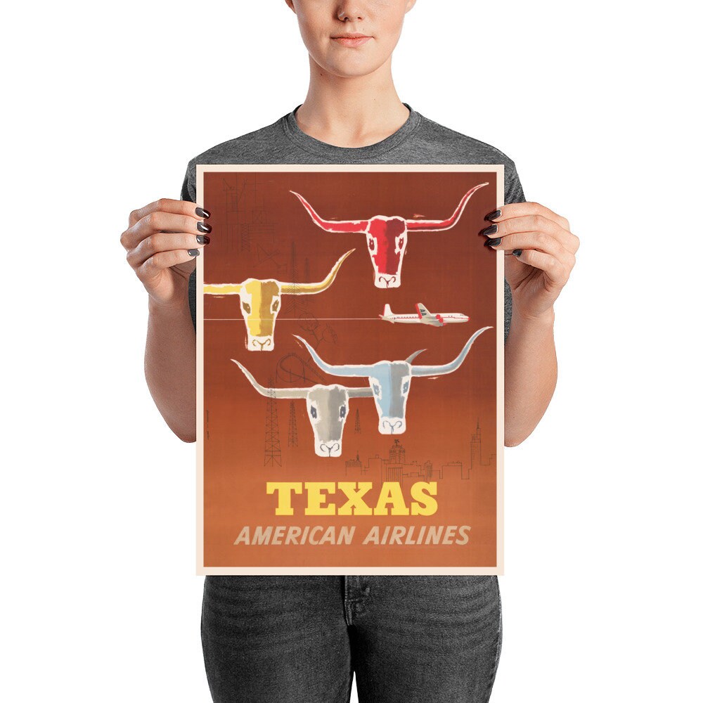 Vintage Texas Travel Poster Print - Etsy