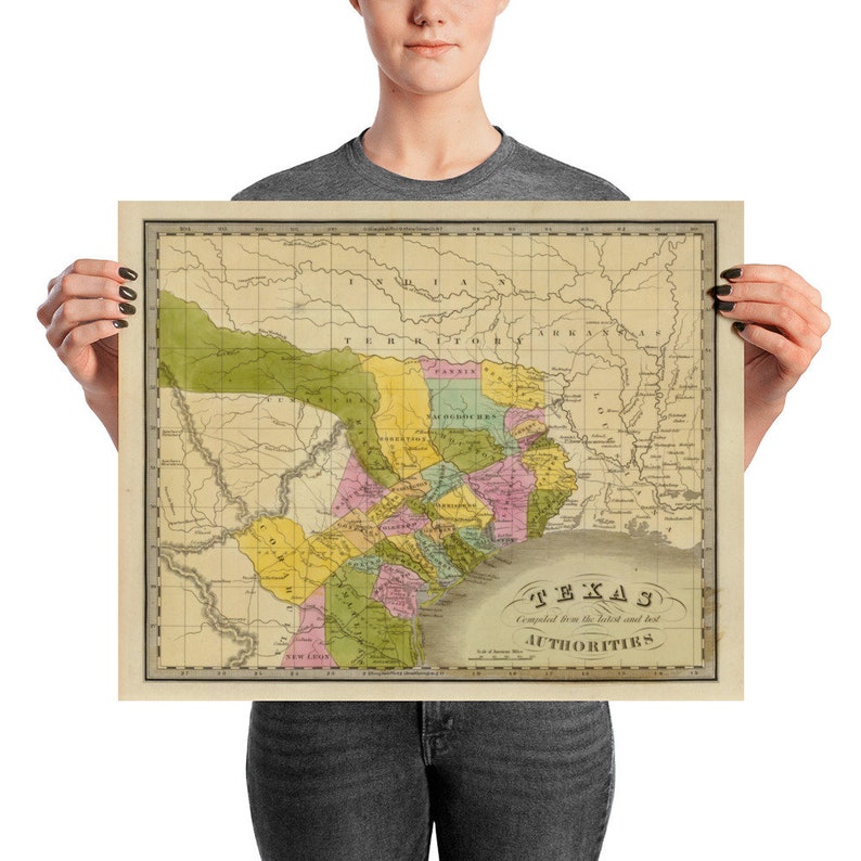 Map of the Republic of Texas in the Year 1840, Historic Art Poster ...