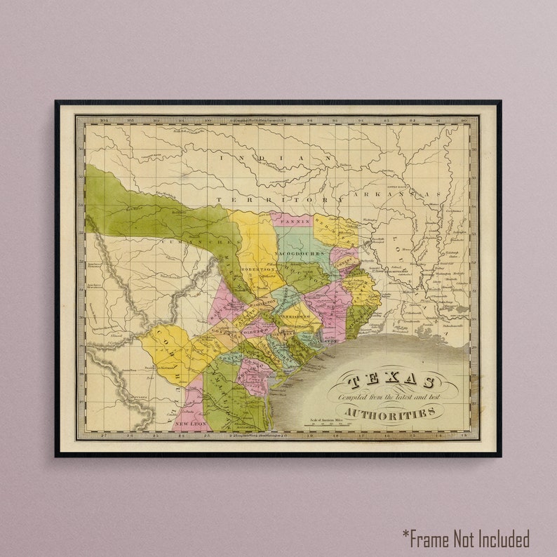 Map of the Republic of Texas in the Year 1840, Historic Art Poster ...