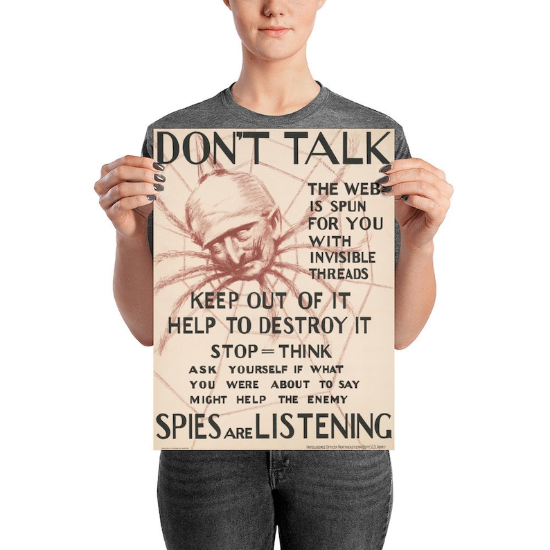 WWI 'spies Are Listening' Vintage Poster Print - Etsy