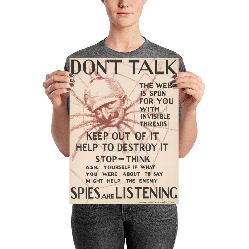 WWI 'spies Are Listening' Vintage Poster Print - Etsy