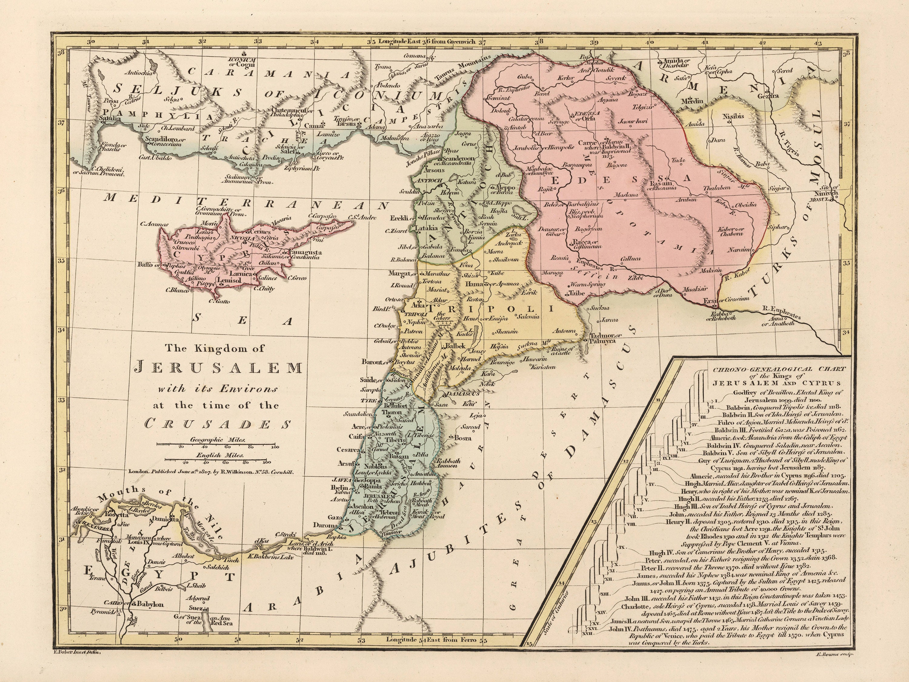 Mapa del Reino de Jerusalén en el momento de las Cruzadas, Impresión de ...