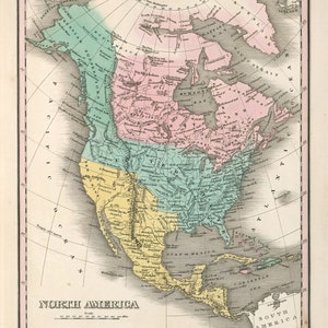 Map of North America in the Year 1827 Historic Art Poster Print - Etsy