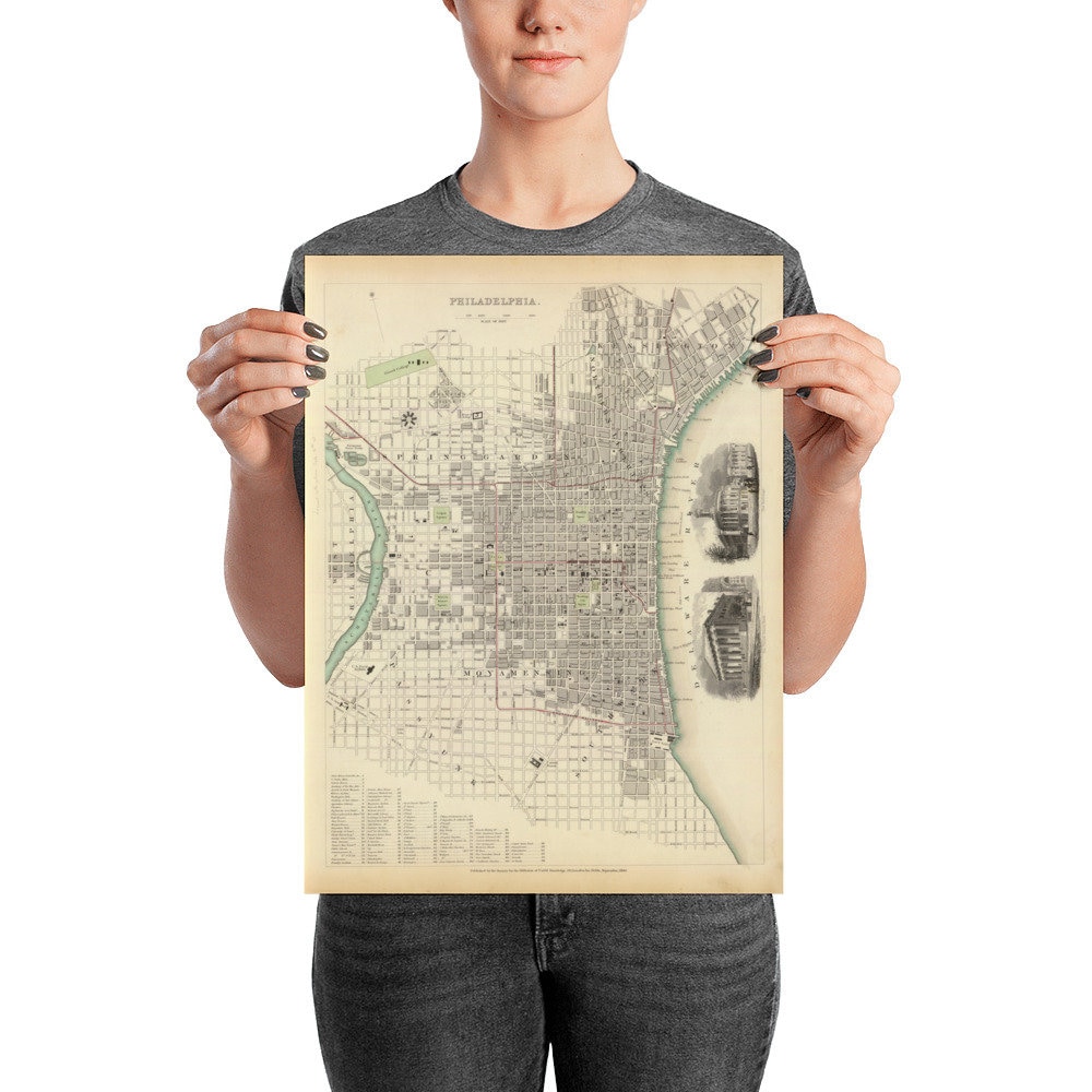 Map of Philadelphia, Pennsylvania in the Year 1840, Art Poster Print - Etsy