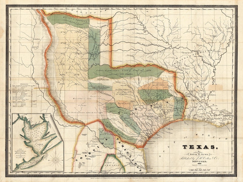 Map of Texas in 1835 Historic Art Poster Print - Etsy
