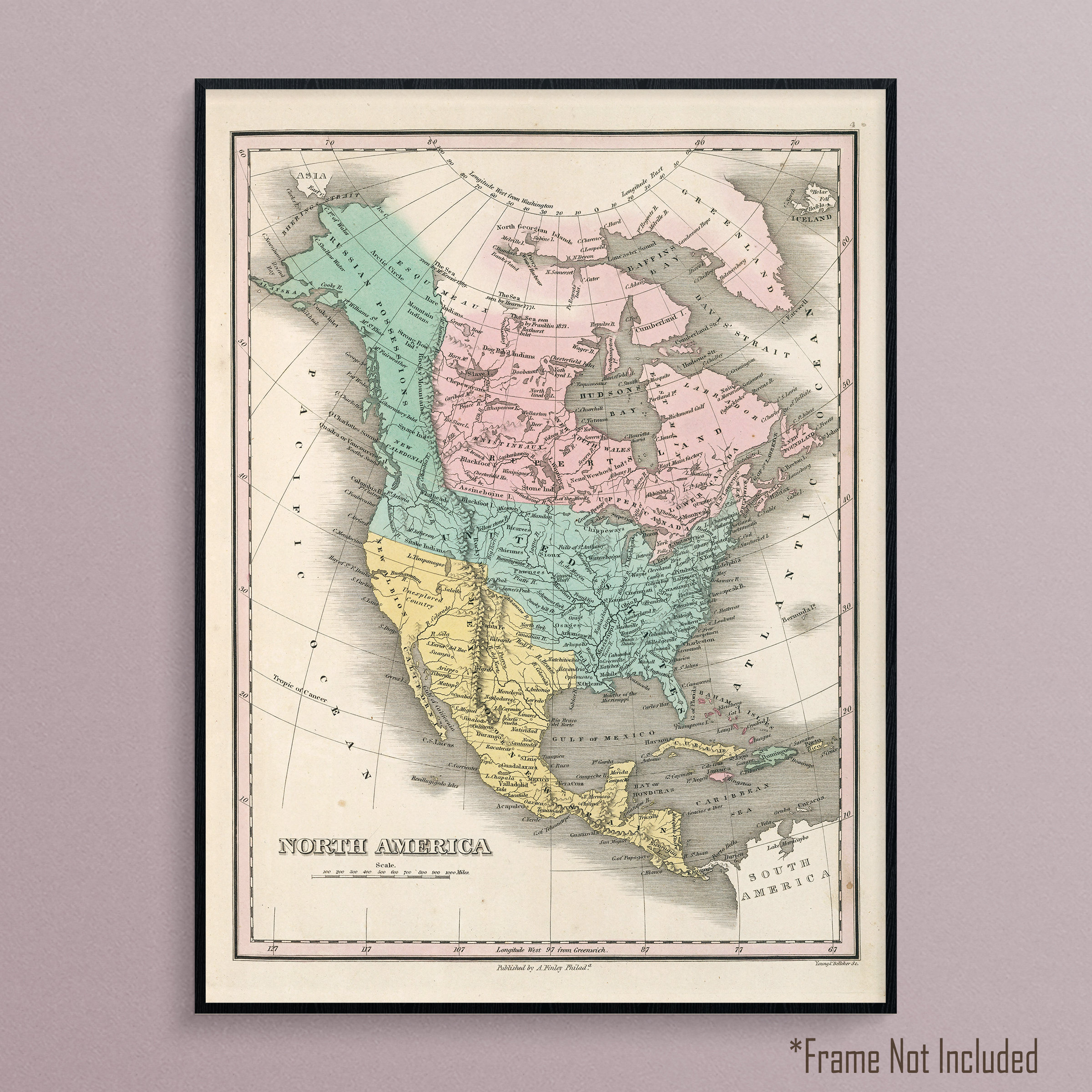 Map of North America in the Year 1827 Historic Art Poster Print - Etsy ...