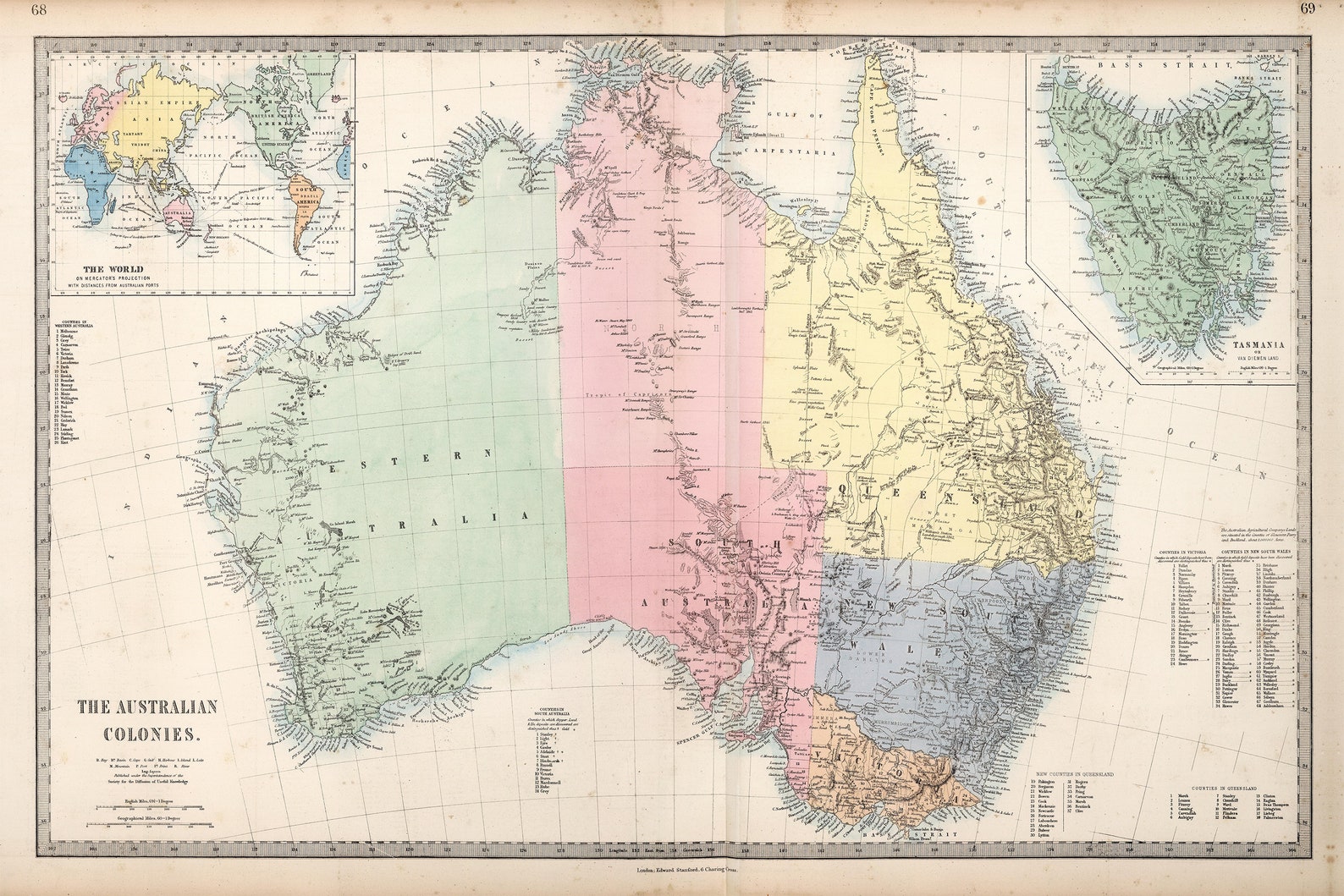 Map of the Australian Colonies in the Year 1865, Art Poster Print ...