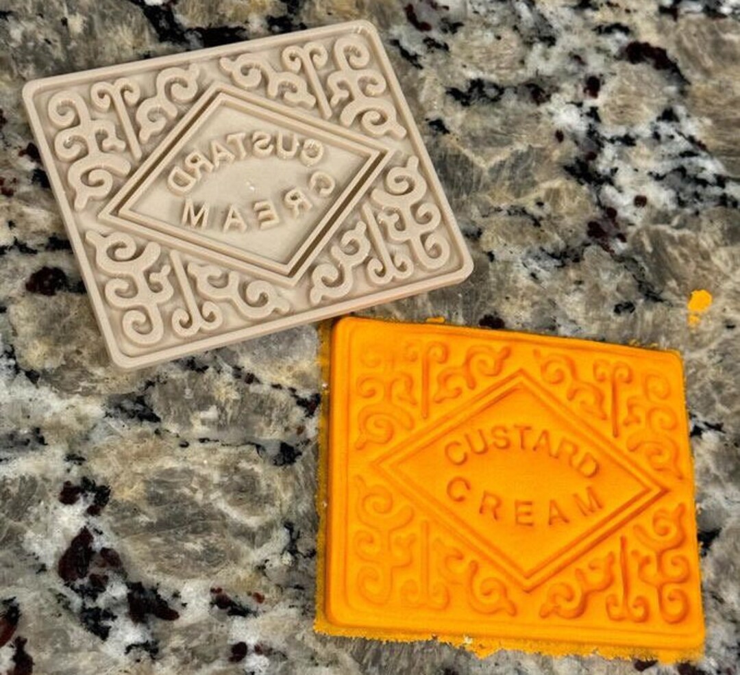 Custard Cream Cookie / Clay Cutter and Stamp Set - 3D Printed - Etsy