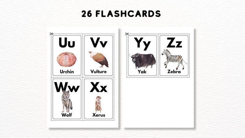 ABC Animals Flash Cards Printables: Fun Alphabet Games, Educational PDF ...