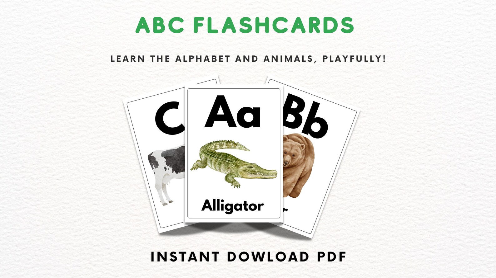 ABC Animals Flash Cards Printables: Fun Alphabet Games, Educational PDF ...
