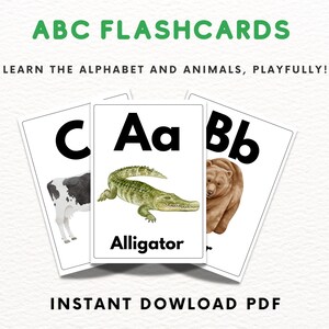 ABC Animals Flash Cards Printables: Fun Alphabet Games, Educational PDF ...
