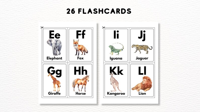 ABC Animals Flash Cards Printables: Fun Alphabet Games, Educational PDF ...