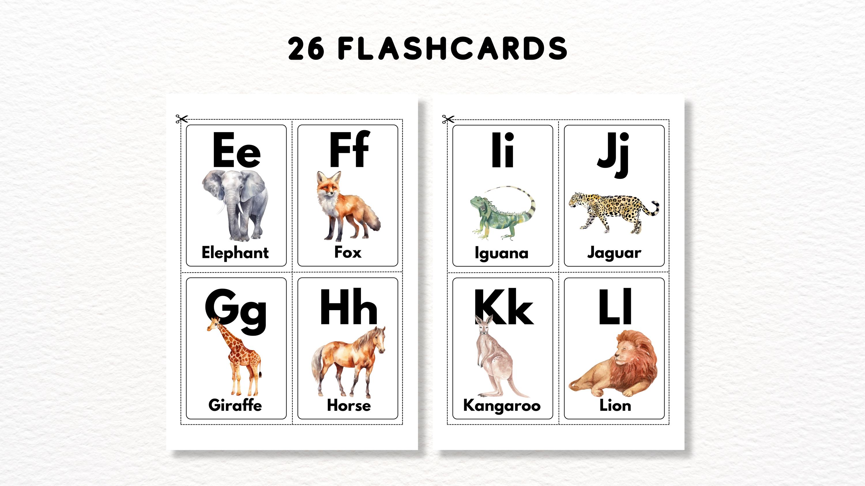ABC Animals Flash Cards Printables: Fun Alphabet Games, Educational PDF ...