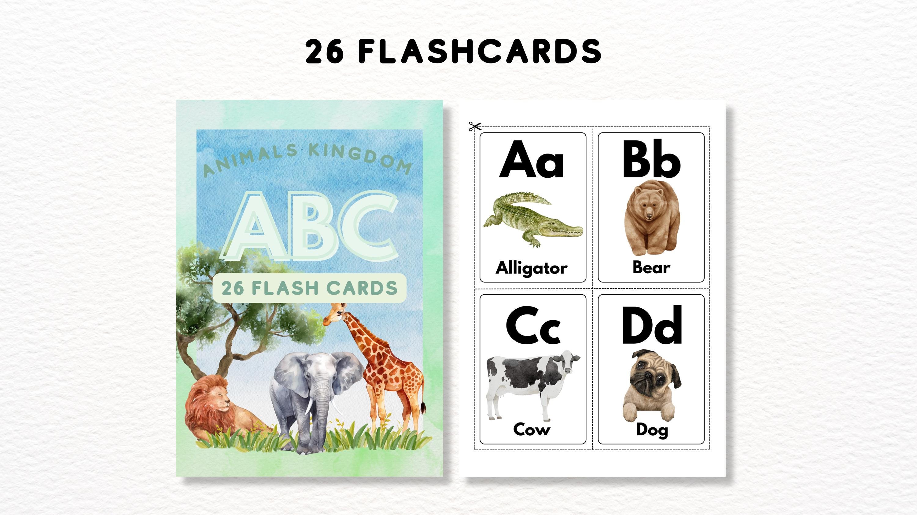 ABC Animals Flash Cards Printables: Fun Alphabet Games, Educational PDF ...