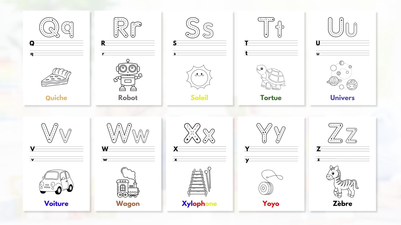 Printable Alphabet Worksheets to Trace and Color, Educational for Kids ...