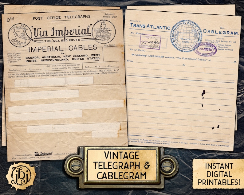 Vintage Cablegram and Telegraph | Printable Digital Download | 2 ...