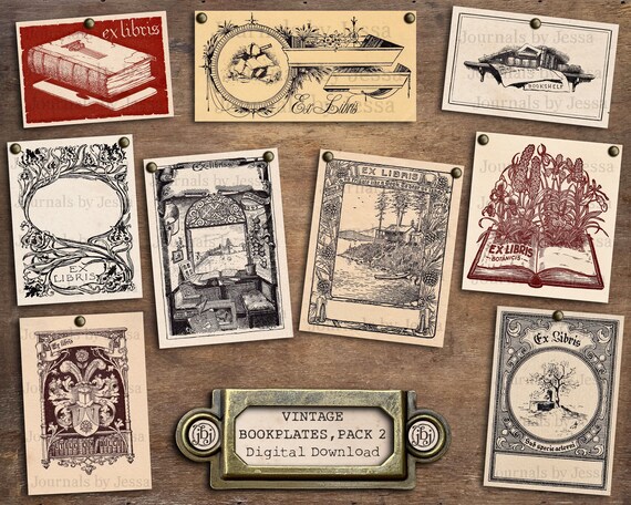 Vintage Bookplates Pack 2 Digital Download Printables 9 | Etsy
