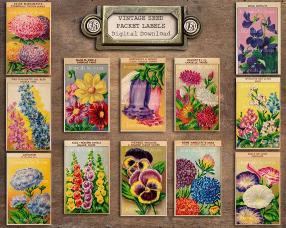 12 Flower Seed Packet Labels Digital Download Printables | Etsy