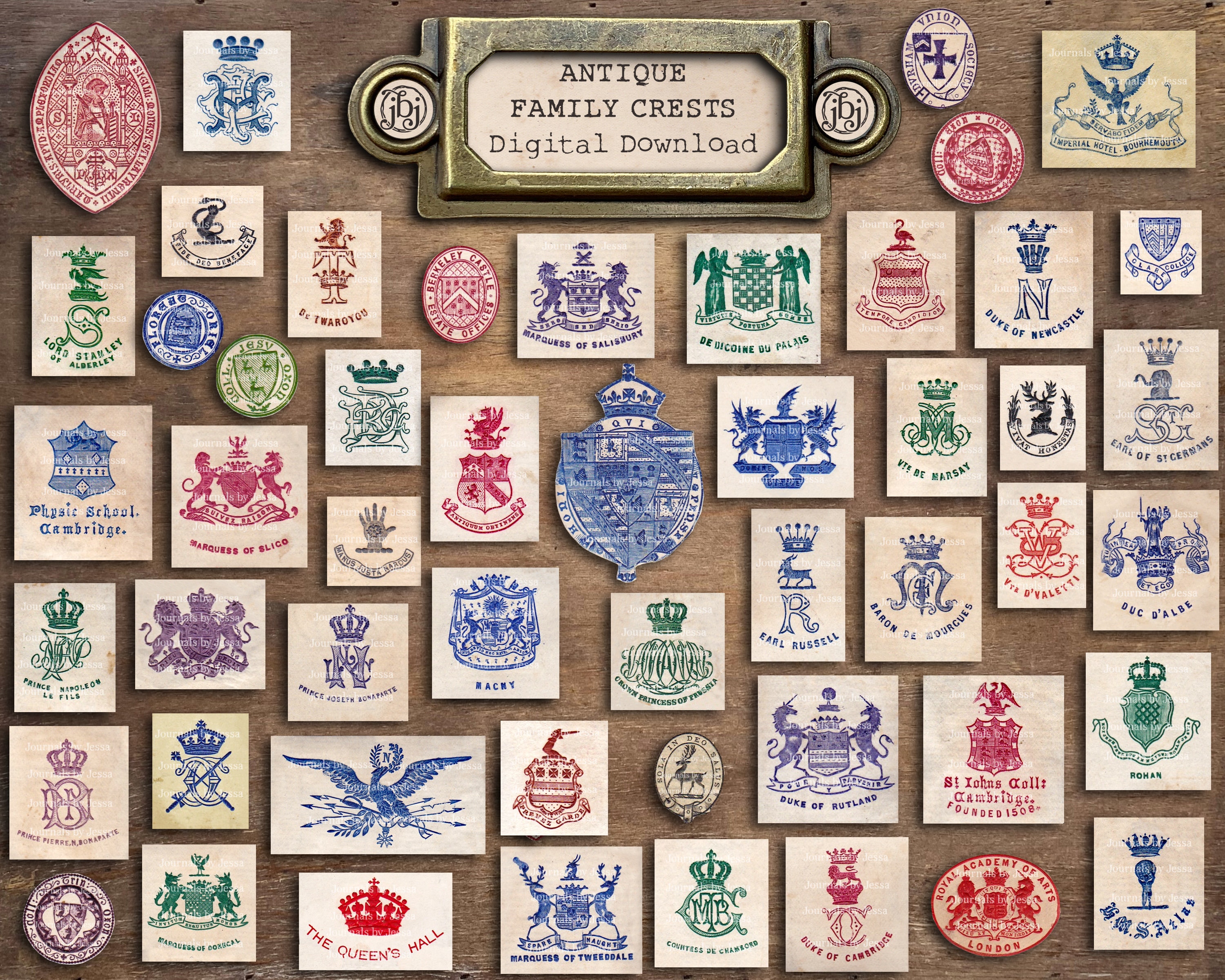 Antique Family Crests Digital Download Printables 82 Different Coats-of ...