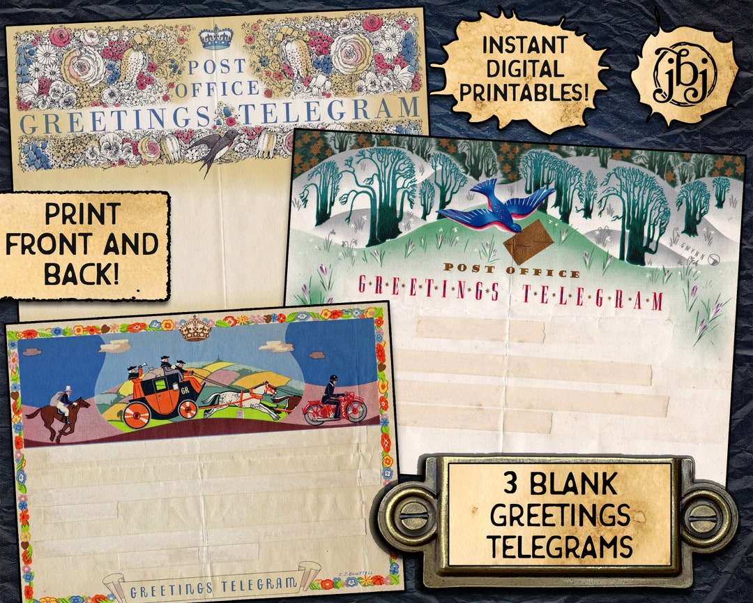 Vintage British Greetings Telegrams Digital Download Printable 3 ...