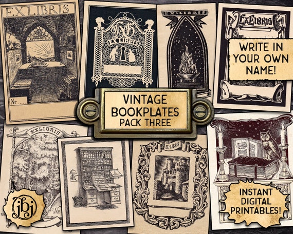Vintage Bookplates Pack 3 Digital Download Printables 9 - Etsy