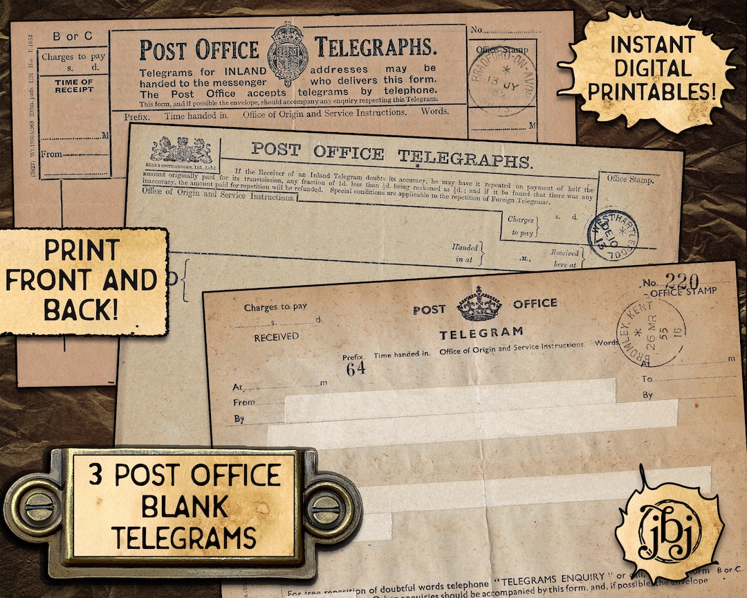 3 Vintage British Telegrams | Digital Download Printables - Etsy