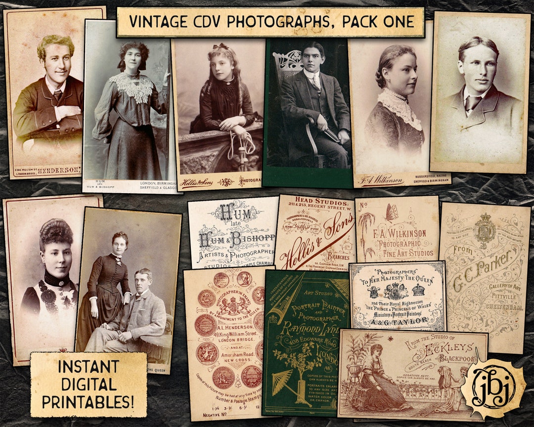 Vintage CDV Photo Cards, Pack 1 | Printable Digital Download | 8 ...