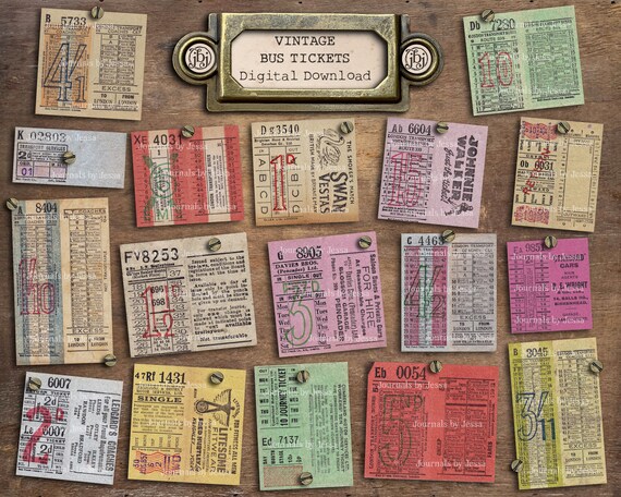 Vintage Bus Tickets Pack 1 Digital Download Printables 17 | Etsy