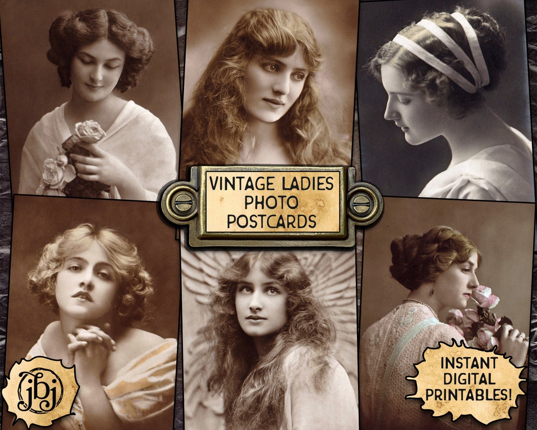 Vintage Ladies Glamour Photo Postcards - Digital Download Printables - Etsy