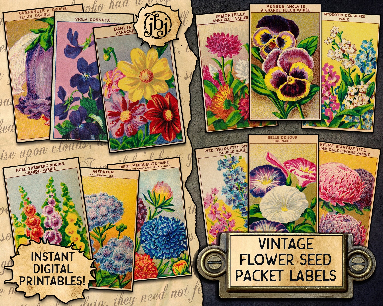 12 Flower Seed Packet Labels Digital Download Printables | Etsy