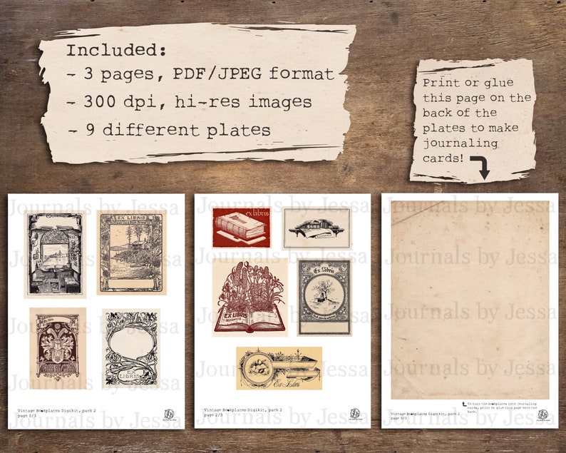 Vintage Bookplates Pack 2 Digital Download Printables 9 - Etsy