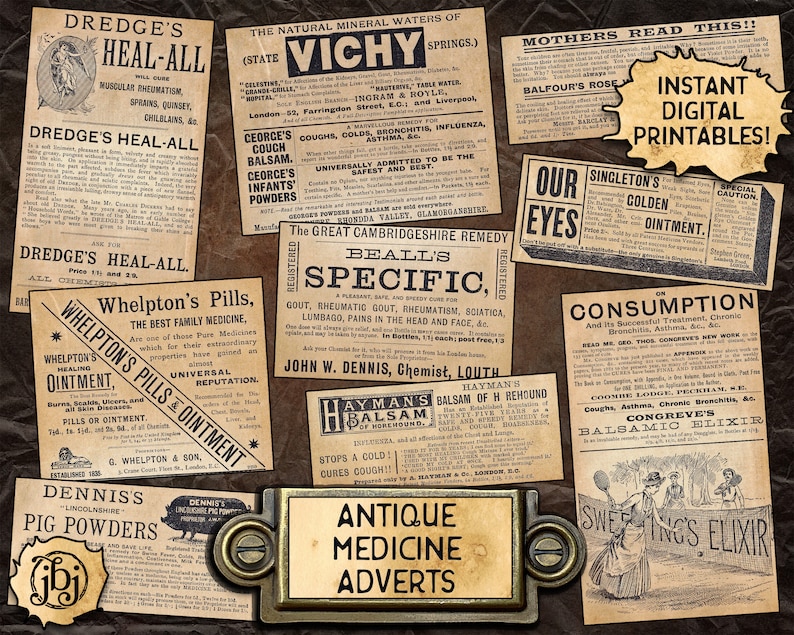 Antique Medicine Adverts | Digital Download Printables | 10 Adverts ...