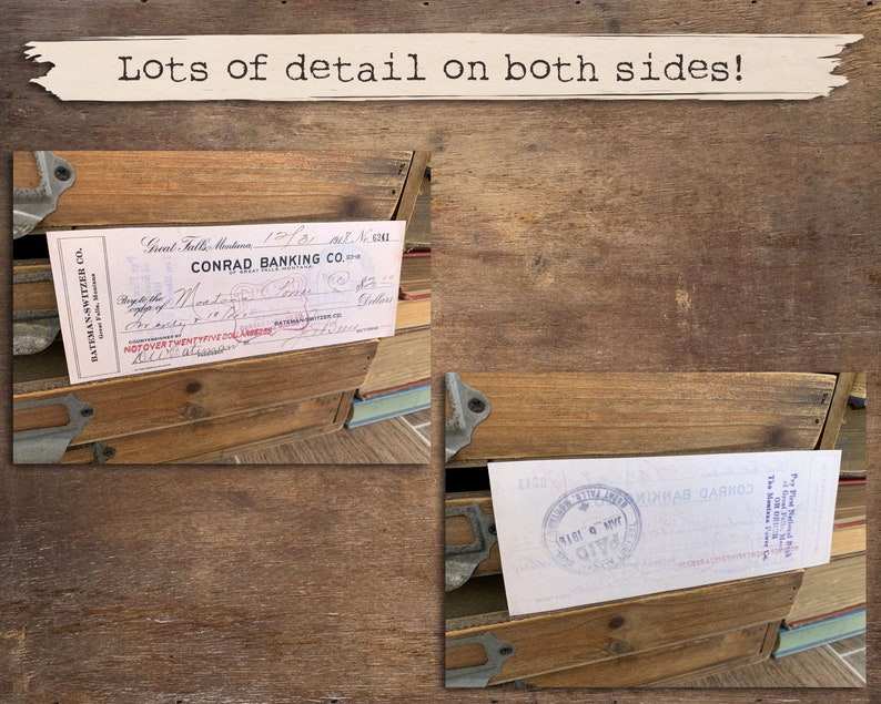 Vintage American Bank Checks - Digital Download Printable | 8 Different ...