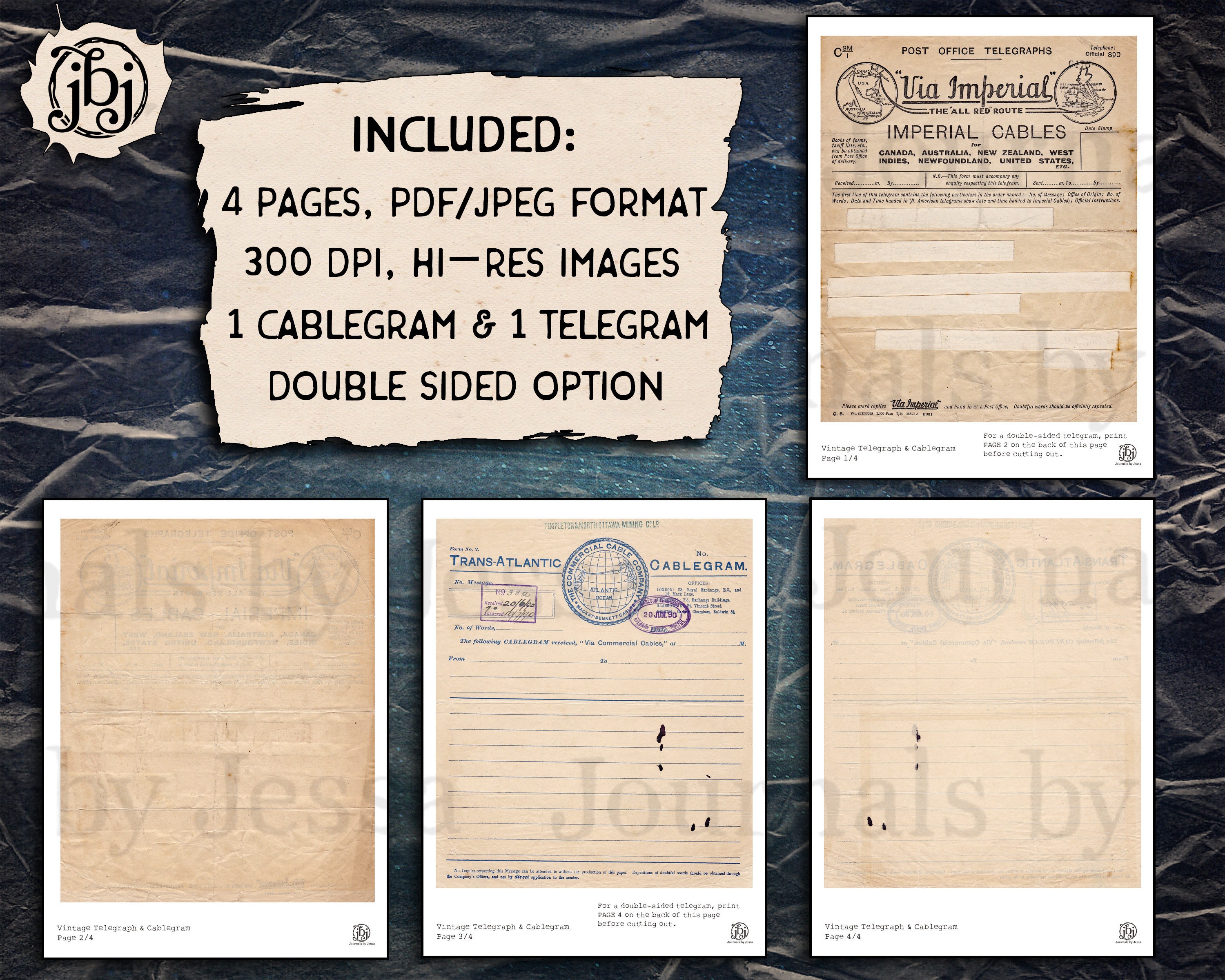 Vintage Cablegram and Telegraph | Printable Digital Download | 2 ...