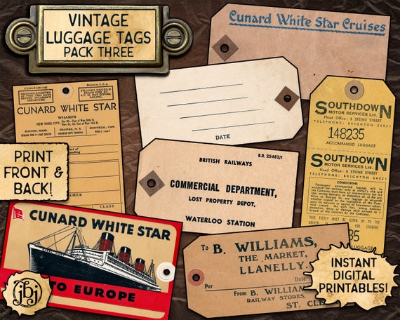 Printable Vintage Luggage Tags