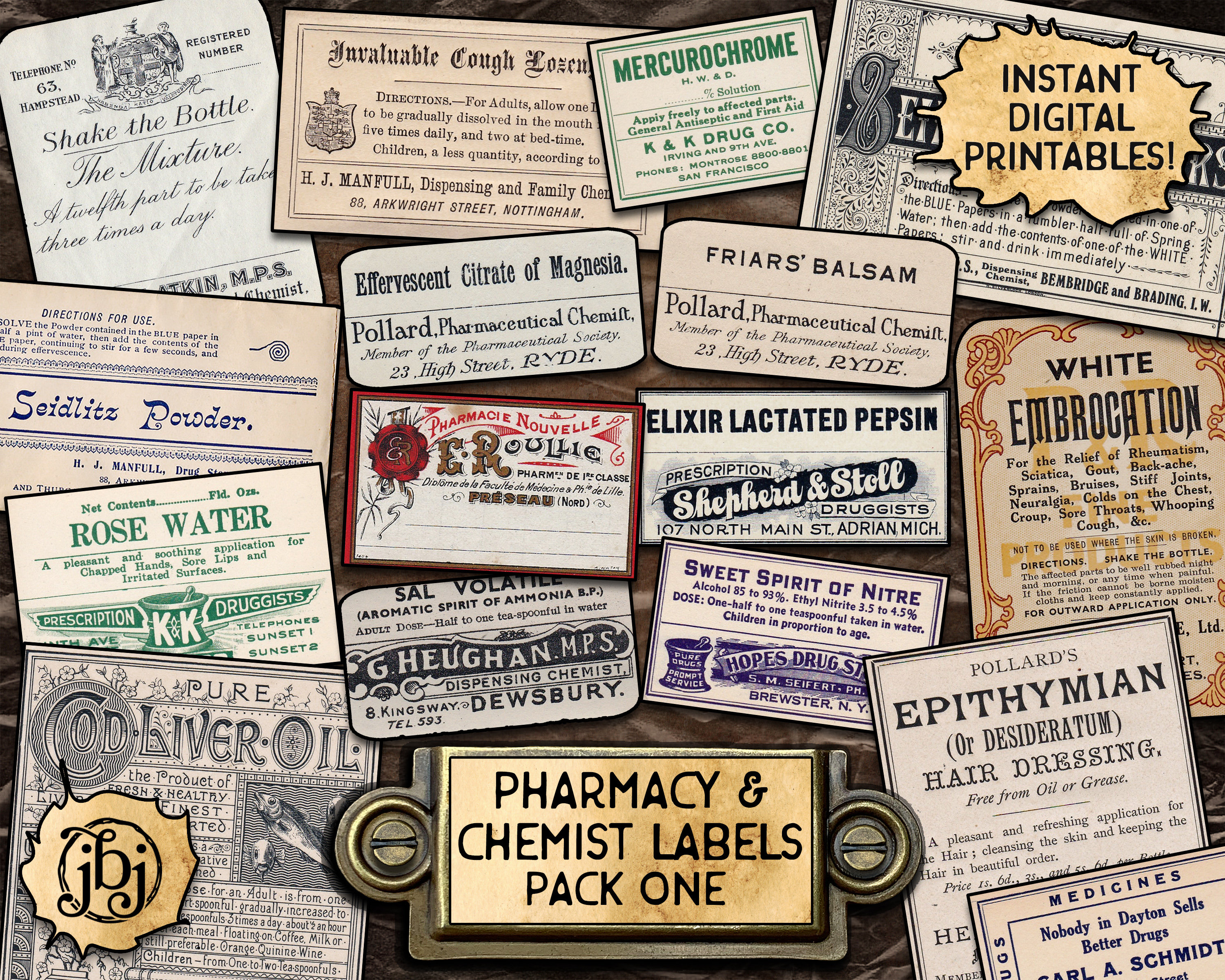 16 Chemist & Pharmacy Labels | Digital Download Printables | Vintage ...