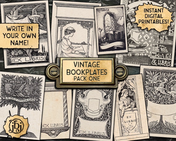 Vintage Bookplates Pack 1 Digital Download Printables 9 - Etsy