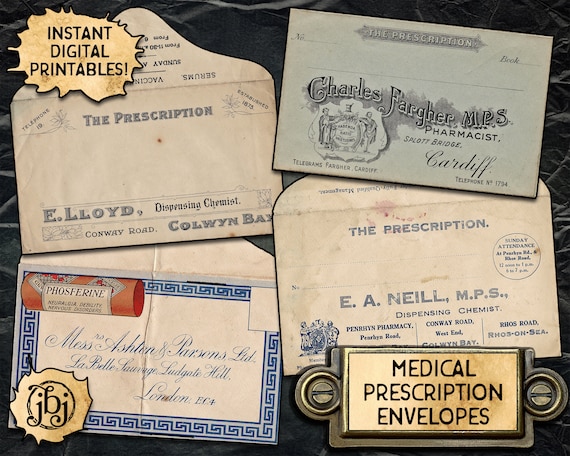 Pharmacy Prescription Envelopes Digital Download Printables | Etsy