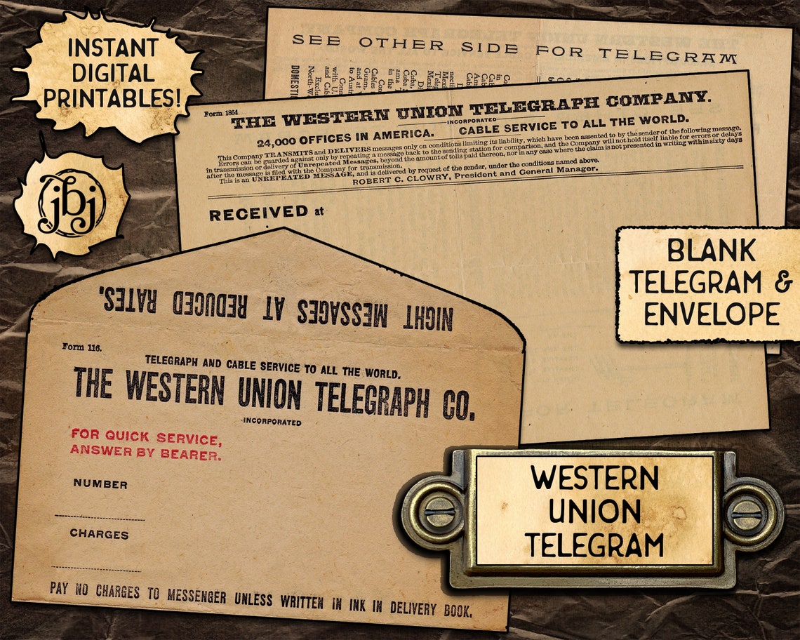 Vintage Telegram & Envelope Digital Download Printable - Etsy